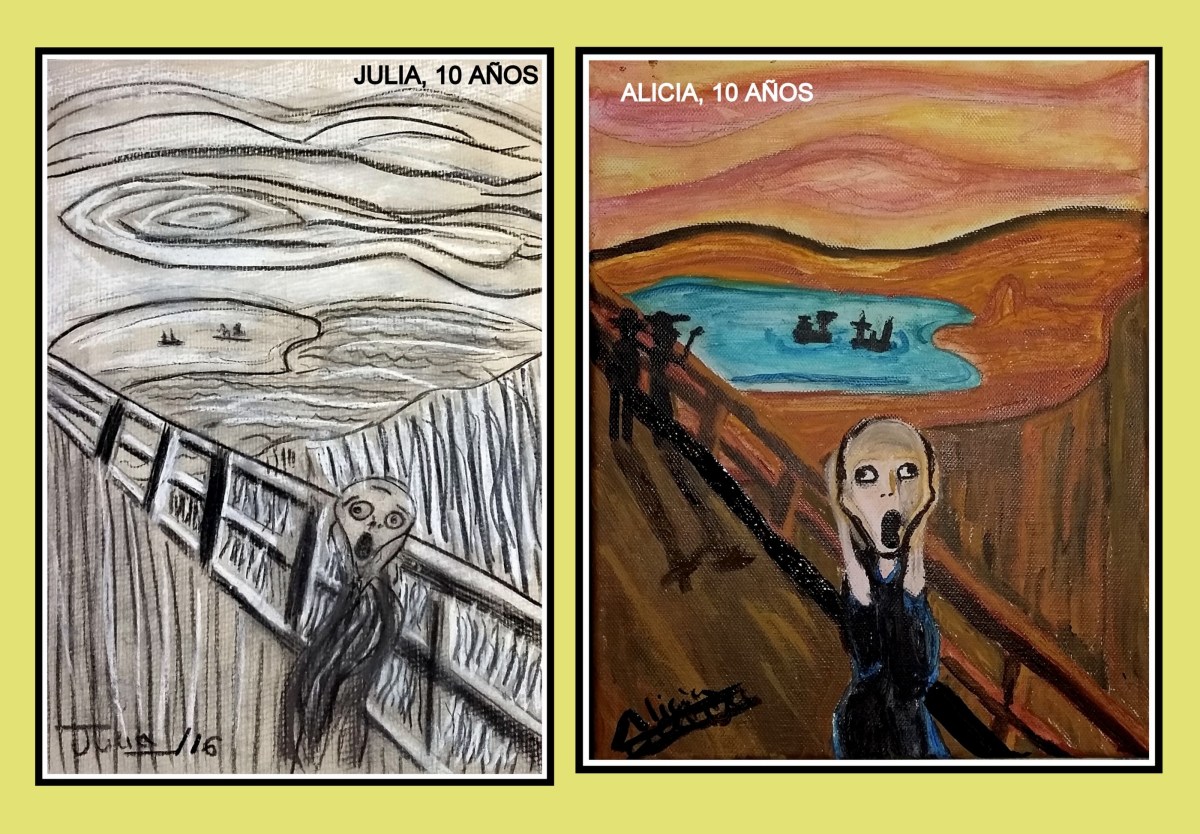 EL GRITO DE MUNCH EN DOS VERSIONES DISTINTAS- Julia y Alicia, 10 años ...